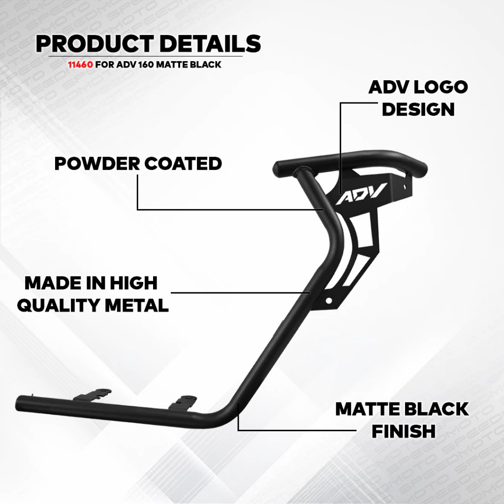 2PCS HALF CRASH GUARD ADV 160 MKT-11460 MATTE BLACK HEAVY DUTY WITH ADV ...