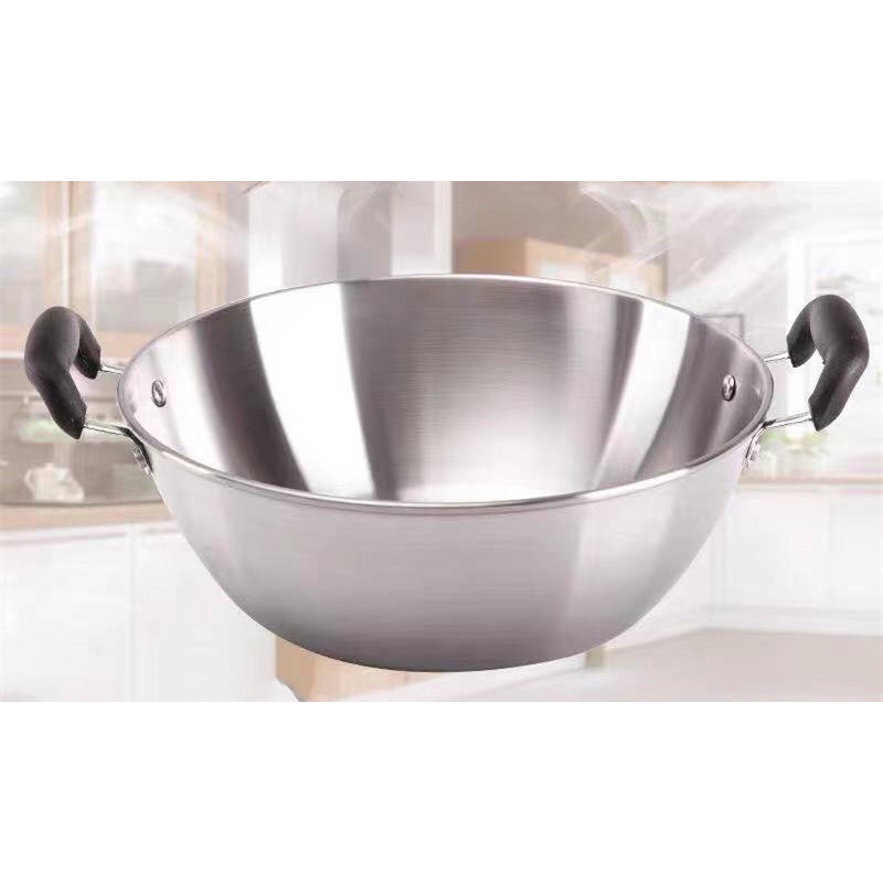 Stainless Steel Wok With Two Handle Uncoated pot thickened gas ...