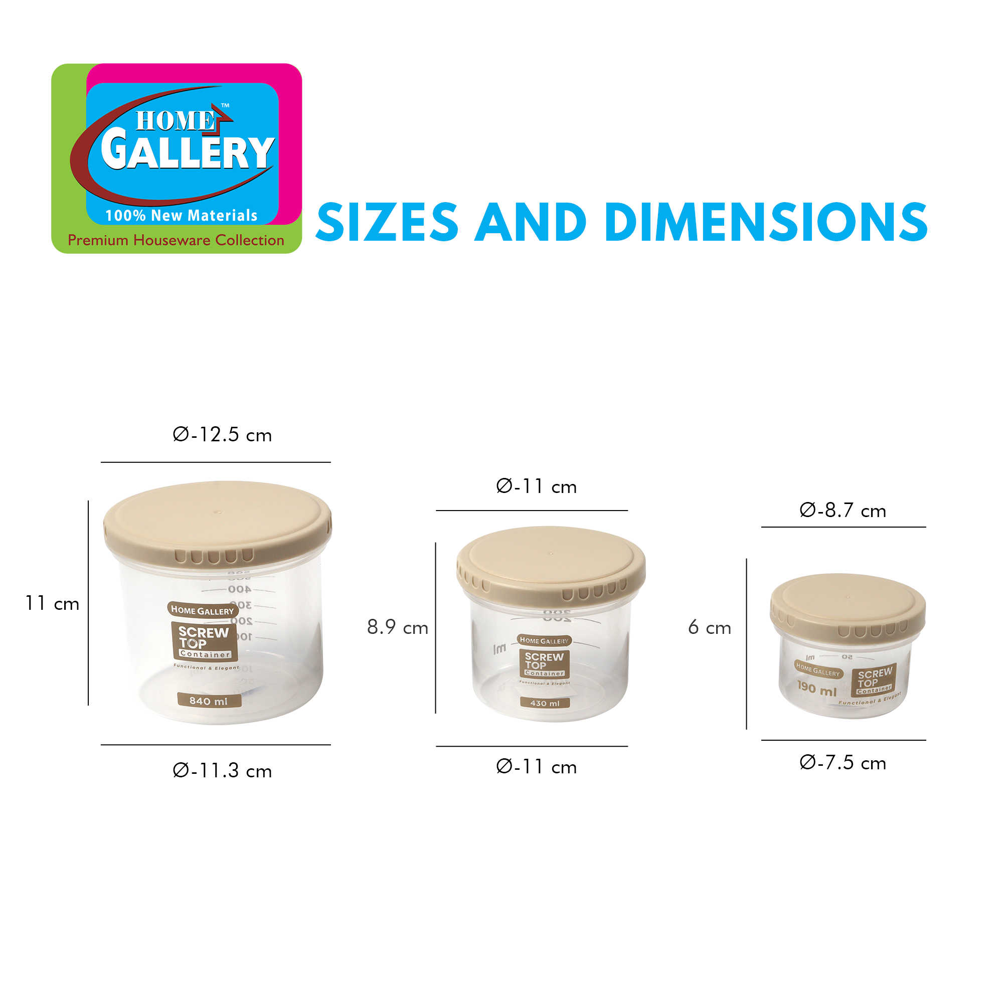 Home Gallery Floating Spoon Wide Canister Set 190ml 430ml 840ml Food ...