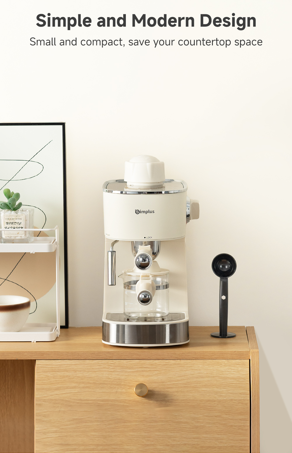 Simplus Coffee Machine Semi-Automatic Espresso Maker Steam Frothing ...