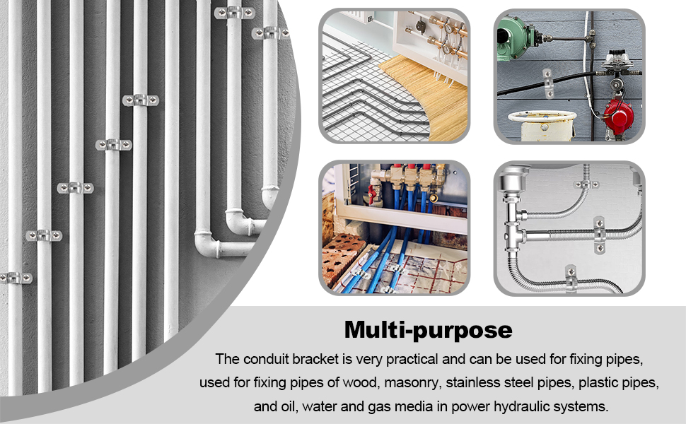 ALLAN 304 Stainless Steel Extra Wide Pipe Clamps, Heavy-Duty Two Hole U ...