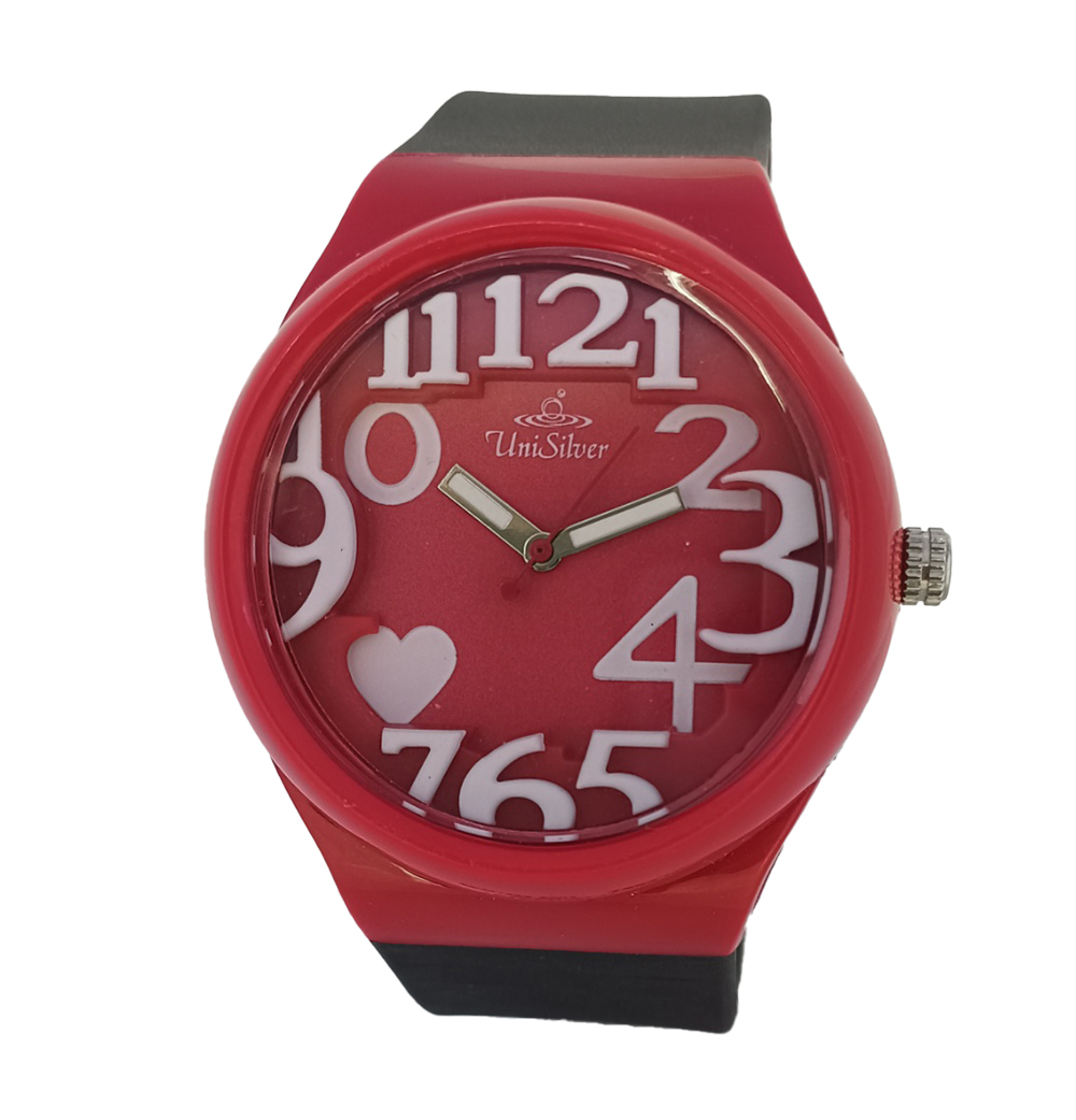 UniSilver TIME 8'O Hearts Women's Red Analog Rubber Watch KW1268-6003 ...