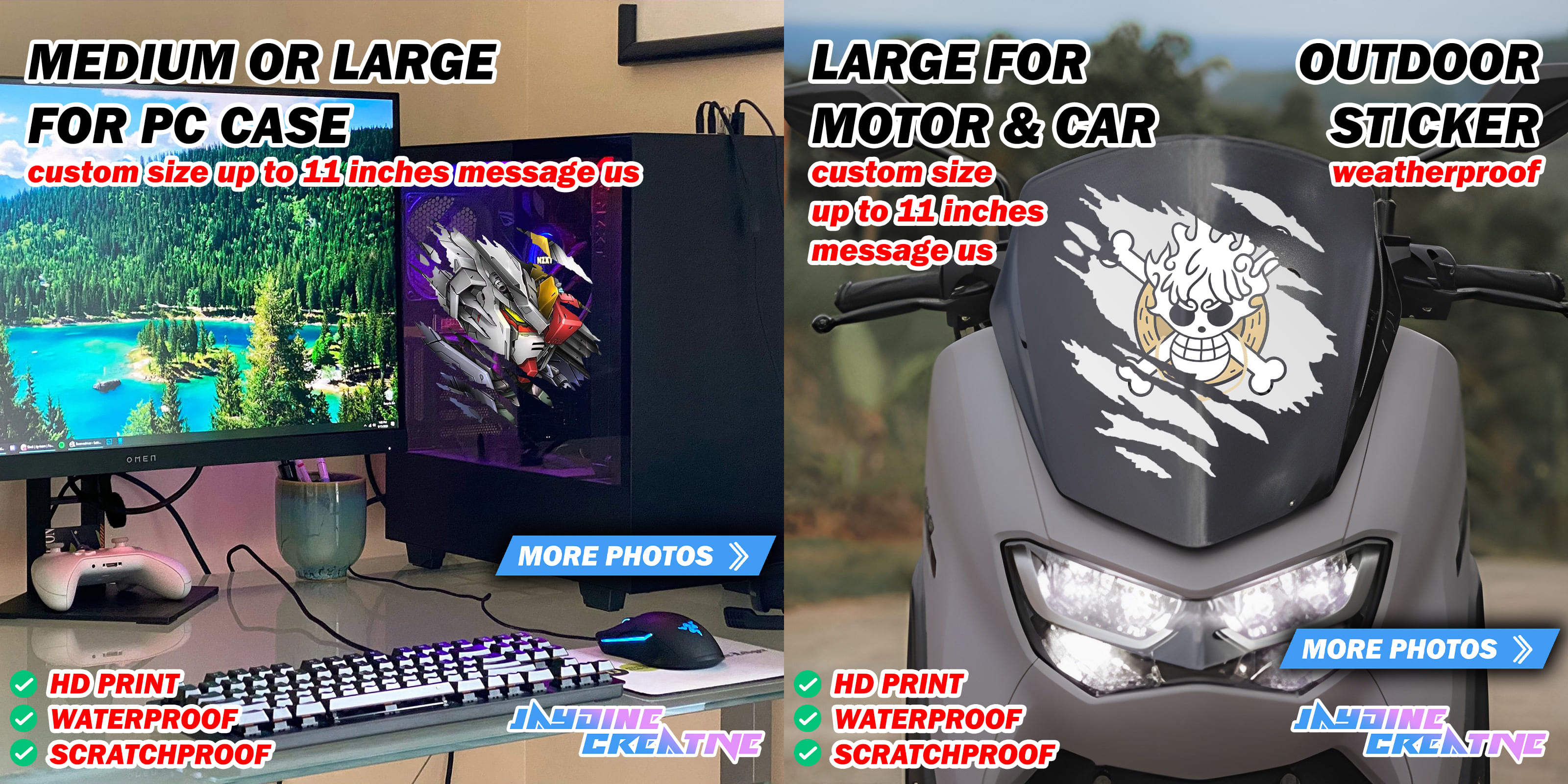 Demon Slayer - Scratch Design Sticker, Indoor Outdoor Vinyl Sticker, Waterproof & Non-Faded ...