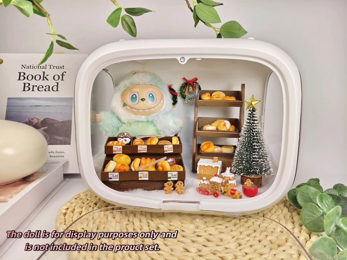 BLUEFEATHER Dollhouse 1:12 Scale Display Case Christmas Set for GSC ...