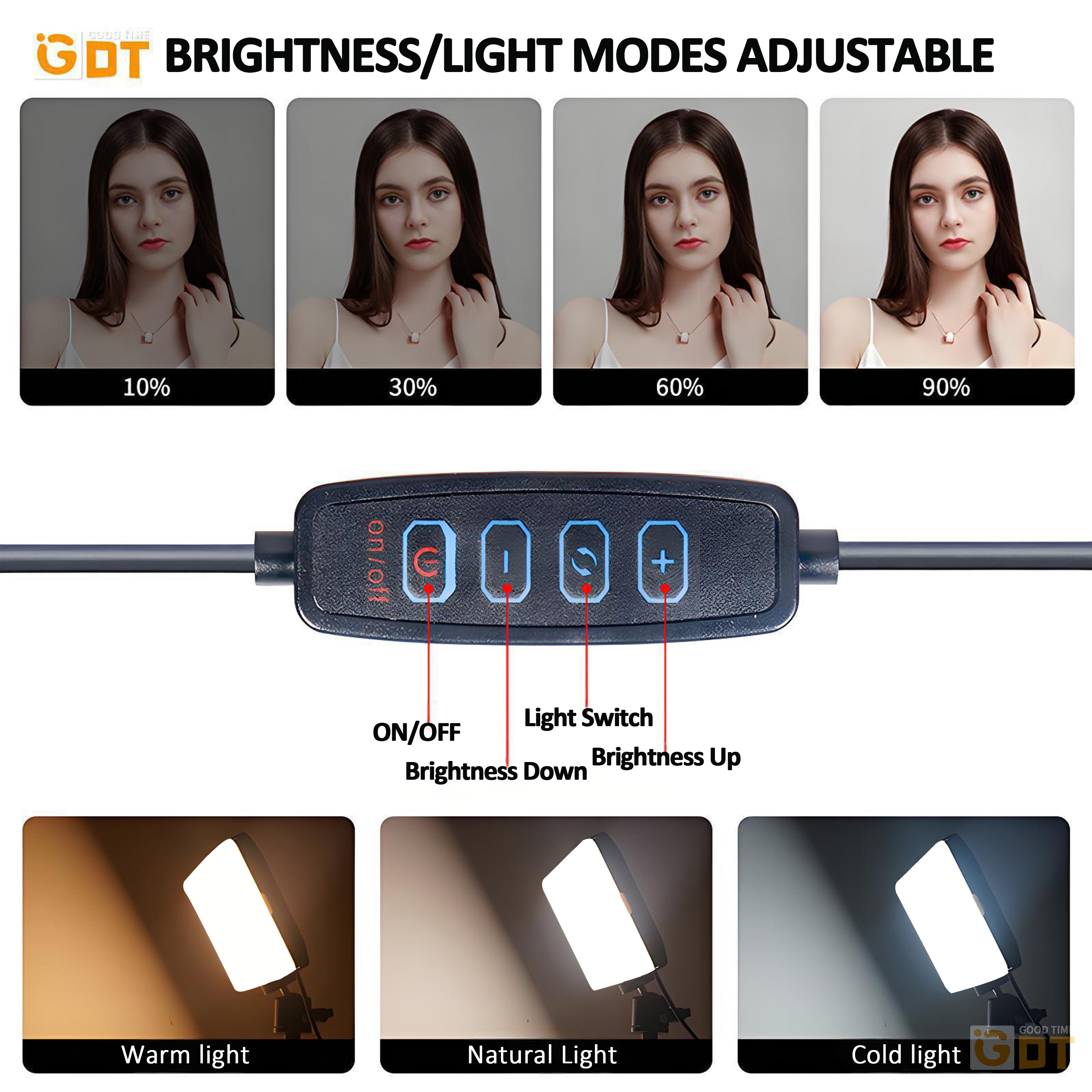 GDT 6/8/11inch LED Video Light Panel Fill Light With Tripod Photography ...