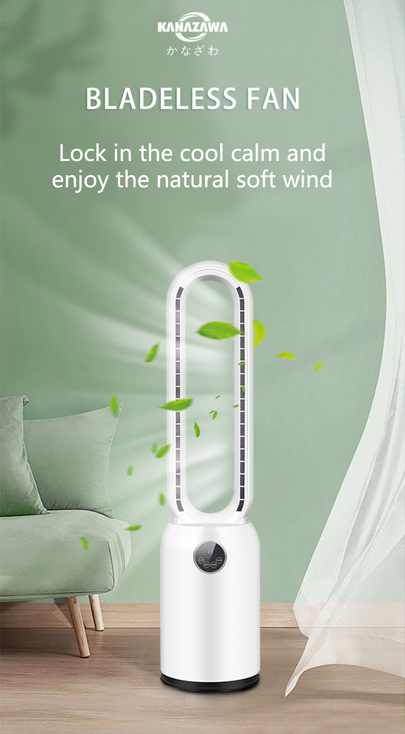KANAZAWA Bladeless Fan:Remote Control,120°Shake Head,Touch Screen,Smart ...