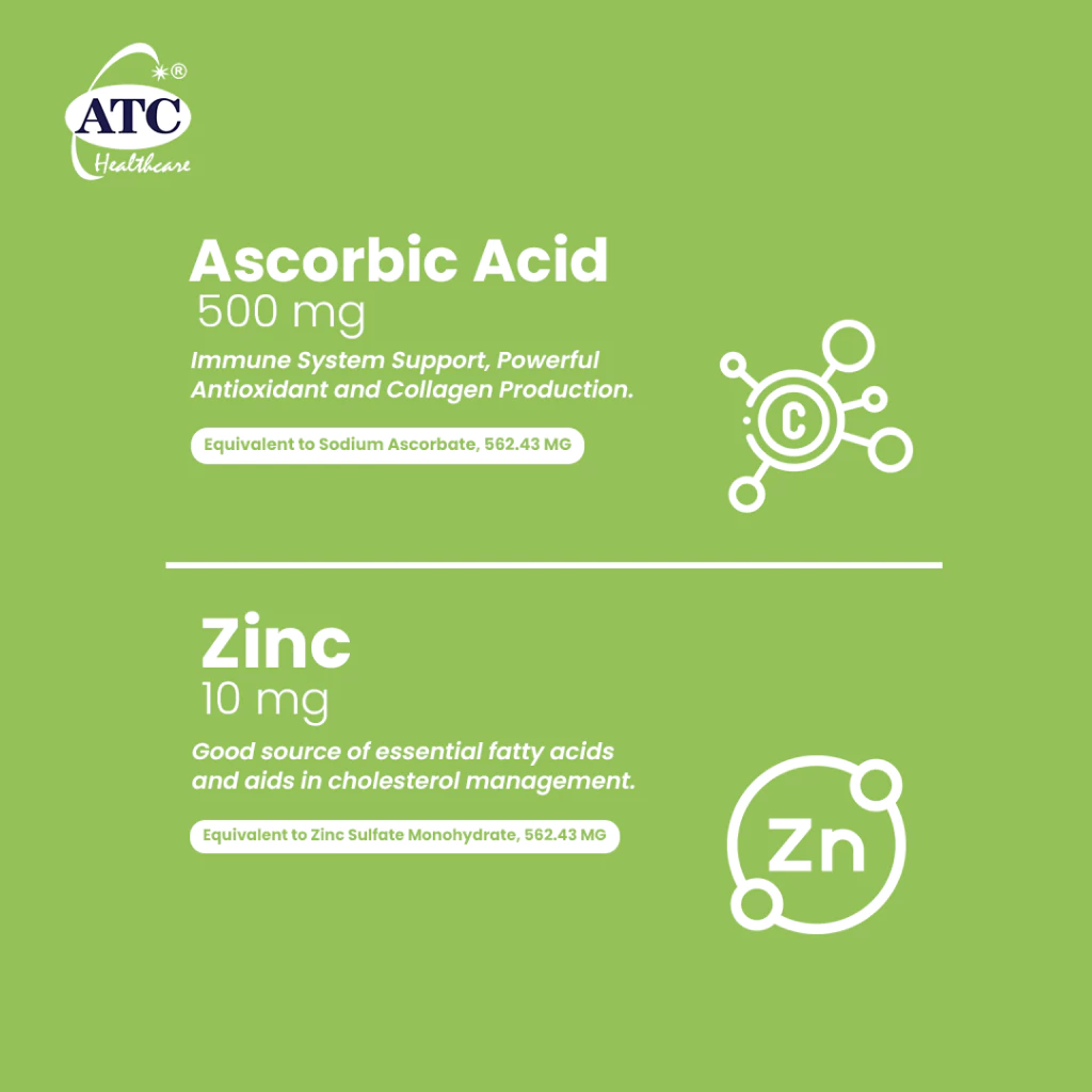 ATC Healthcare VitaCinc 10 Capsules FDA Approved Vitamin C with Zinc ...