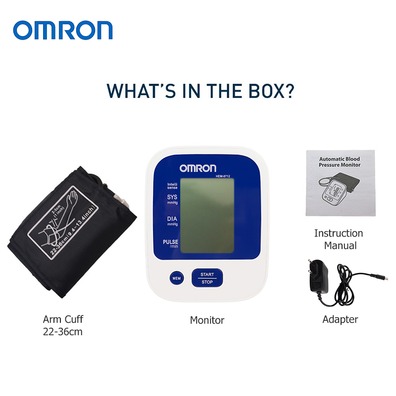 OMRON Blood Pressure Monitor Rechargeable Arm Bp Electronic Digital Sphygmomanometer With Heart ...
