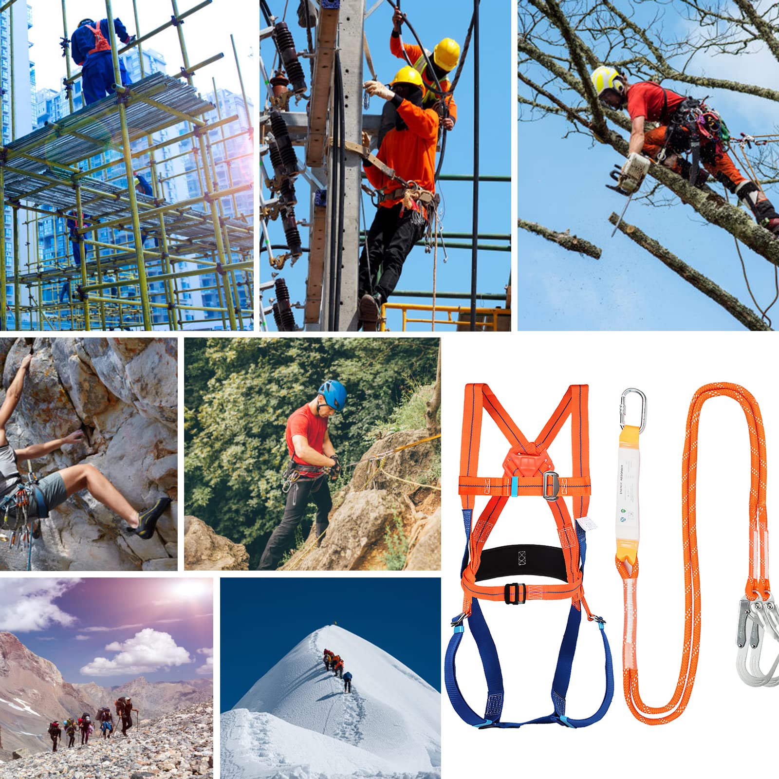 Double Large Hook Full-Body Safety Harness Adjustable Fall Protection ...