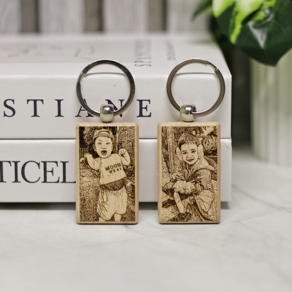 Personalized Wooden Keychain/ Key Holder - Custom Laser Engraved Photo ...