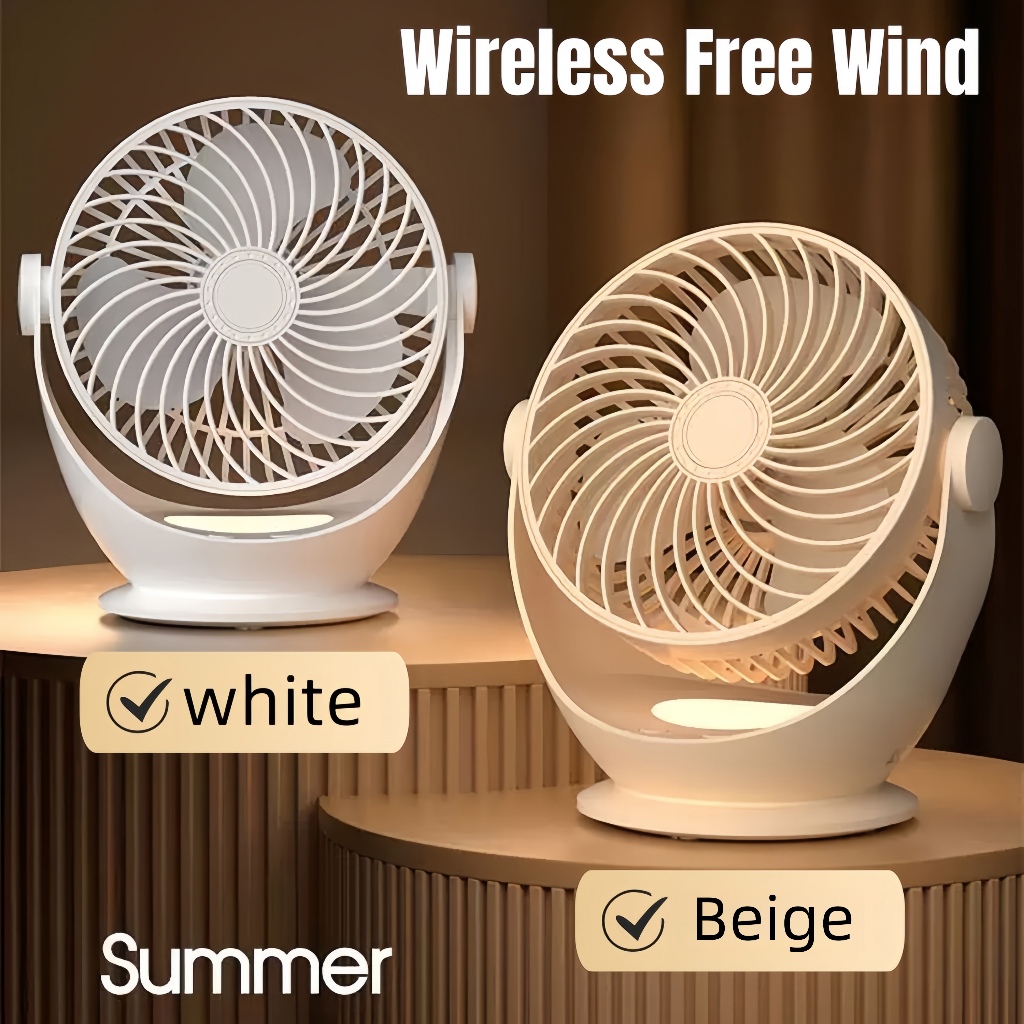 Desk Fan clip electric with stand USB rechargeable warm light portable ...
