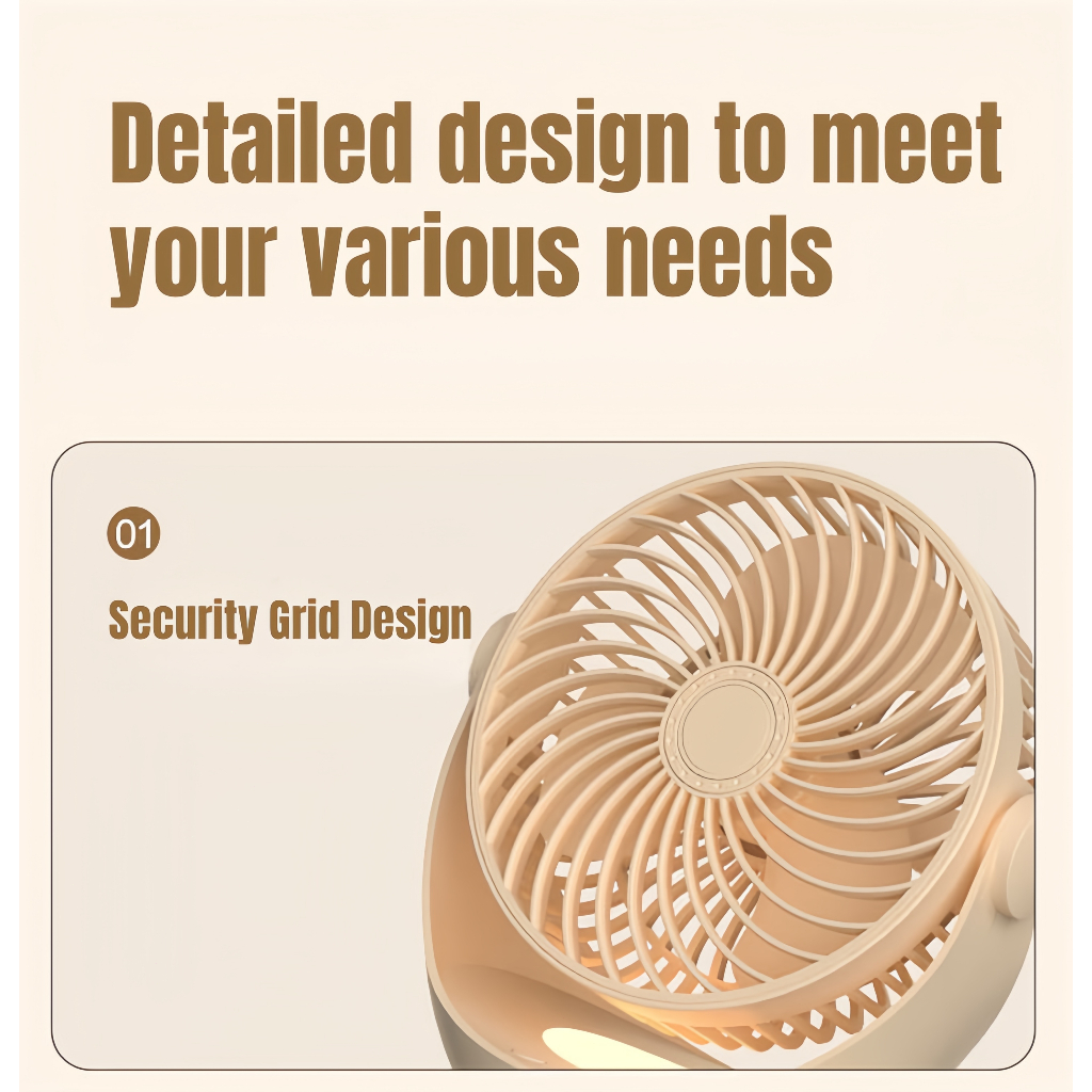 Desk Fan clip electric with stand USB rechargeable warm light portable ...