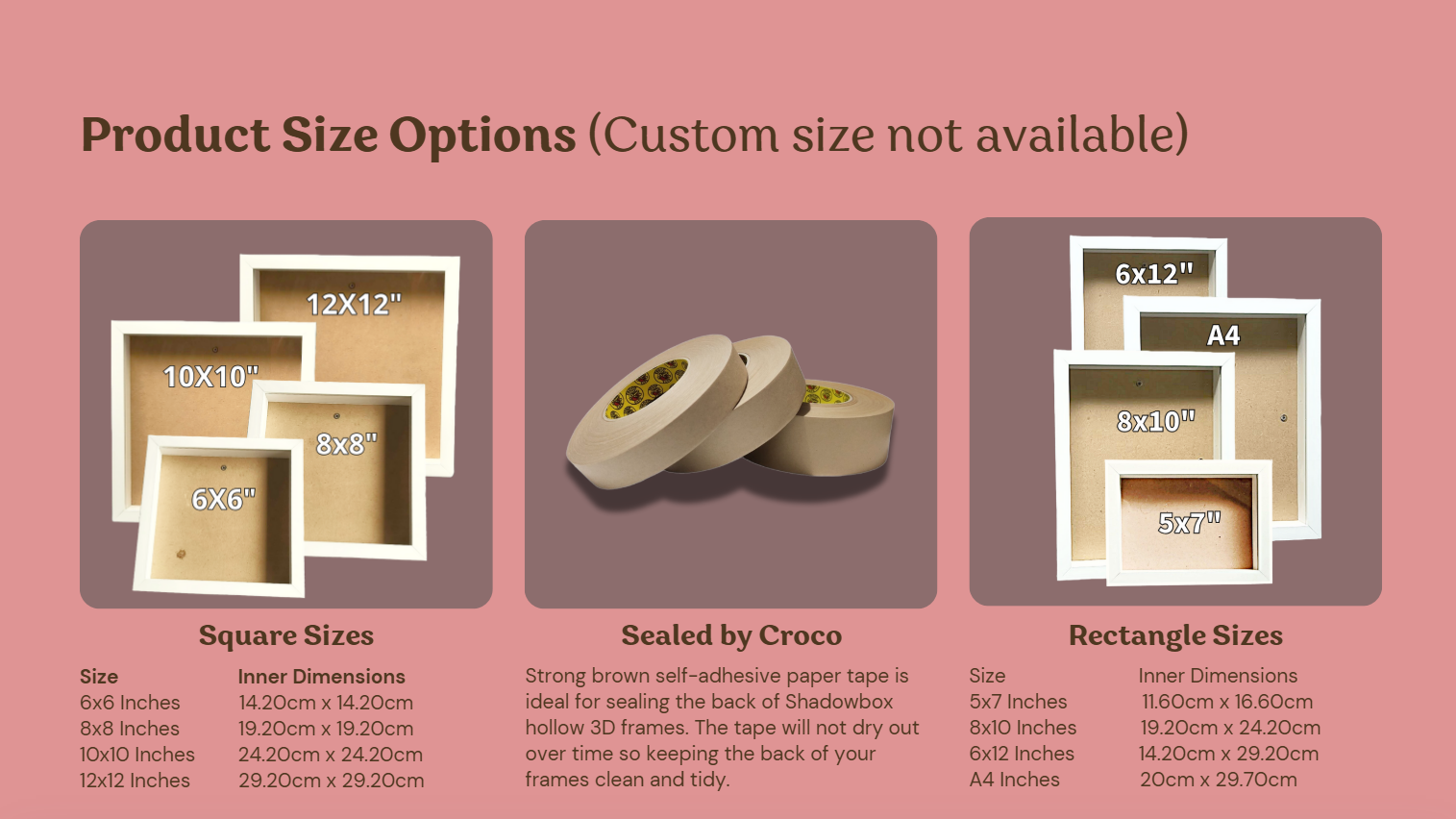 REAL GLASS Flower Shadow Box Frame Wooden Display DIY 3D Hollow Box ...