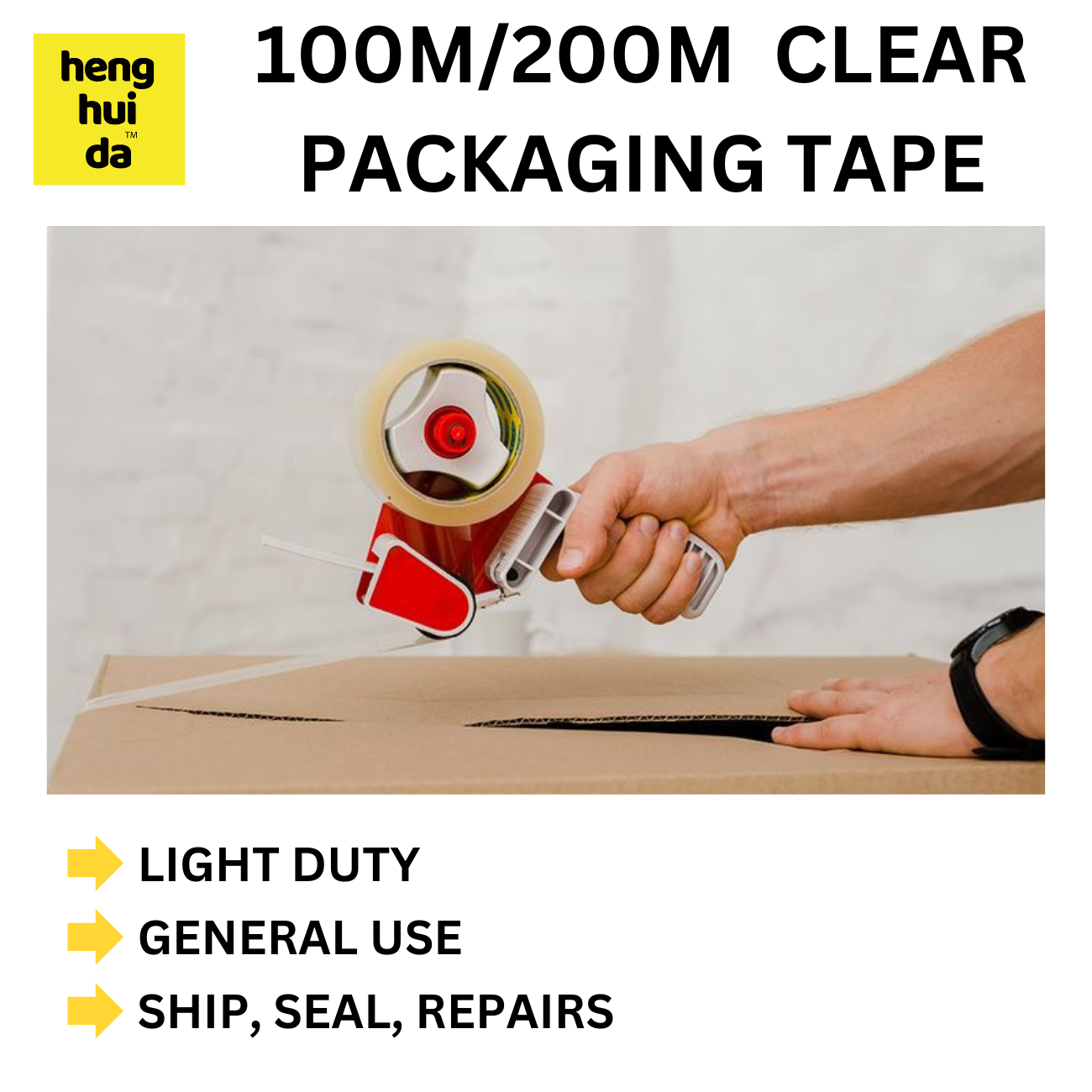 12 rolls PACKAGING TAPE 100/200 meters (L) Clear 4.8cm (W) Case Sealing ...