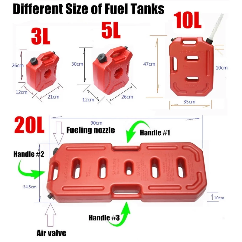 3L/5L/10L Plastic Petrol Car Container Gasoline Petrol Tanks Canister ...