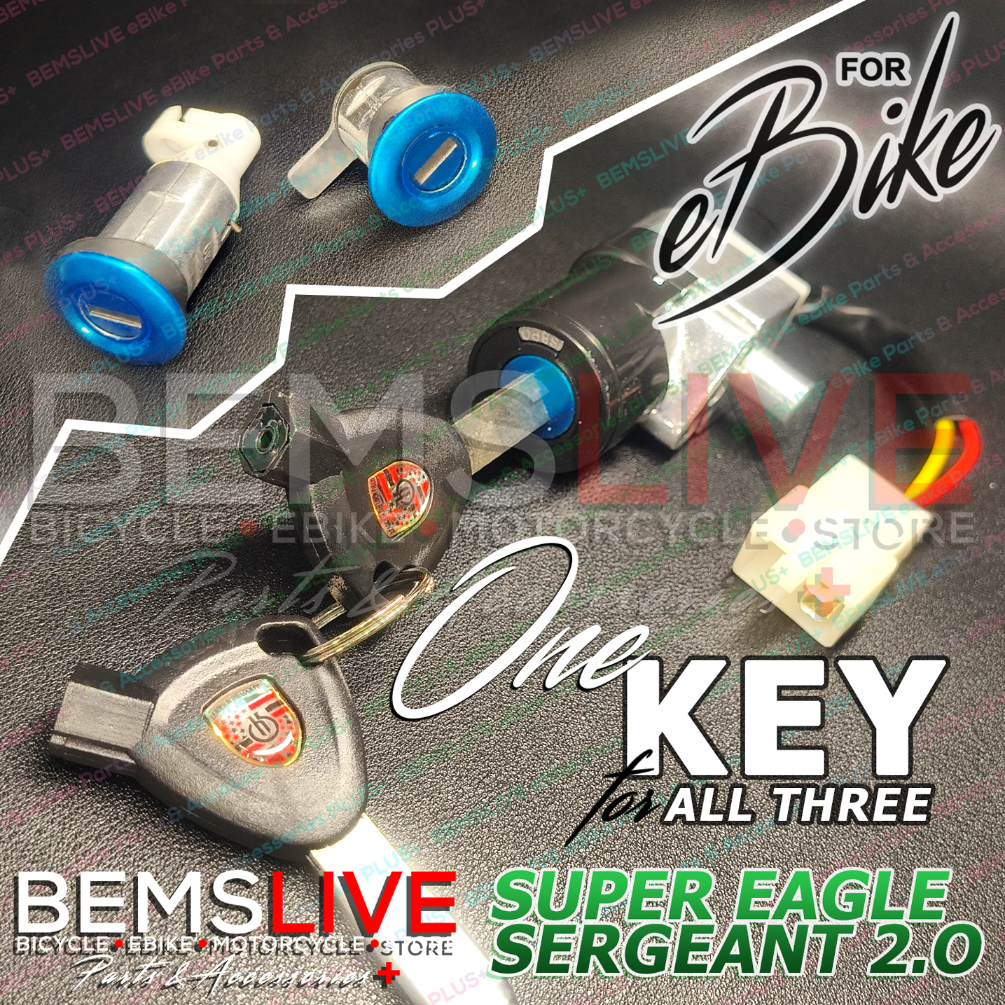 BEMS SERGEANT 2.0 Super Eagle V2 Model IGNITION KEY SWITCH ASSEMBLY for ...