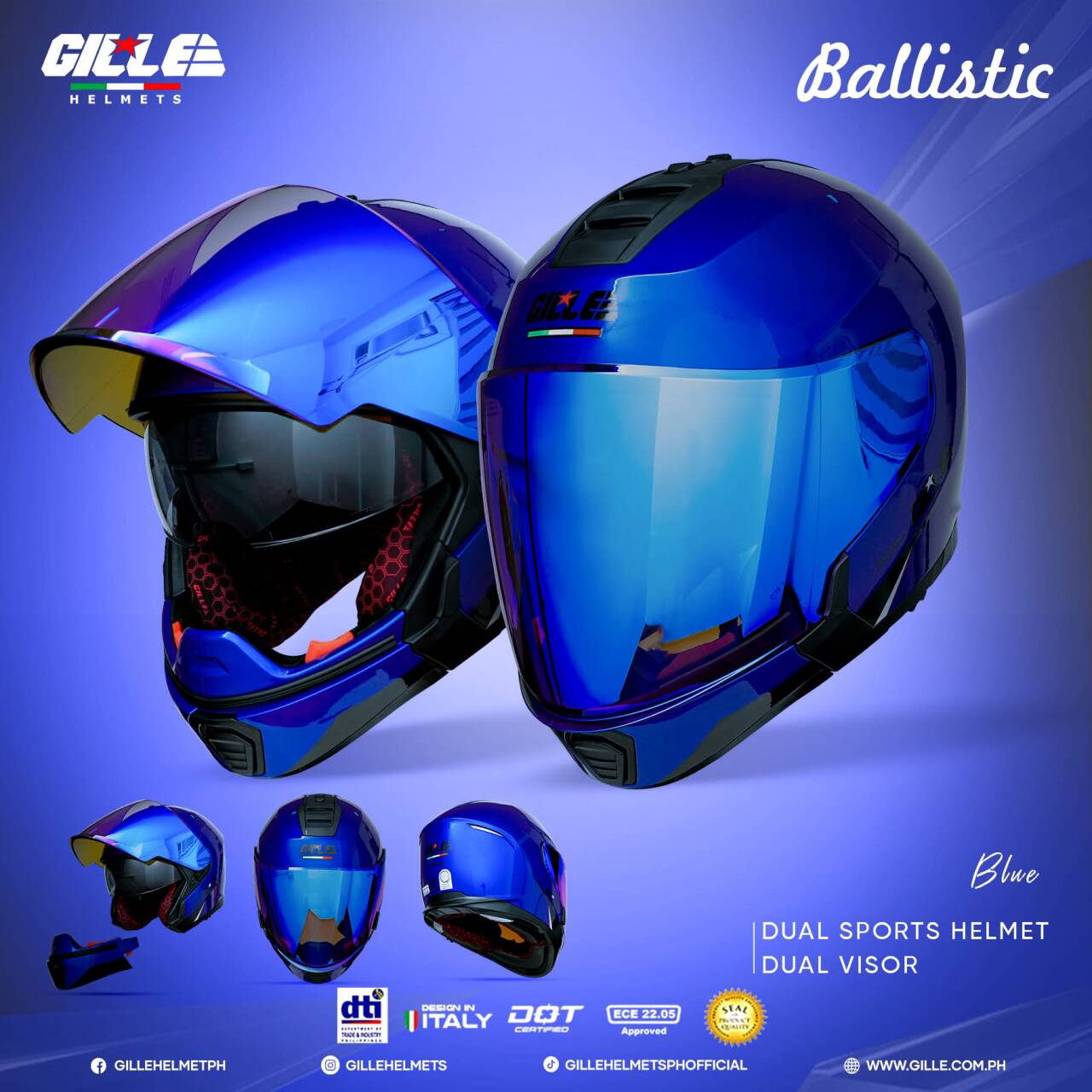 100%Original Gille 2020 BALLISTIC Modular Dual Visor full Face Retro ...
