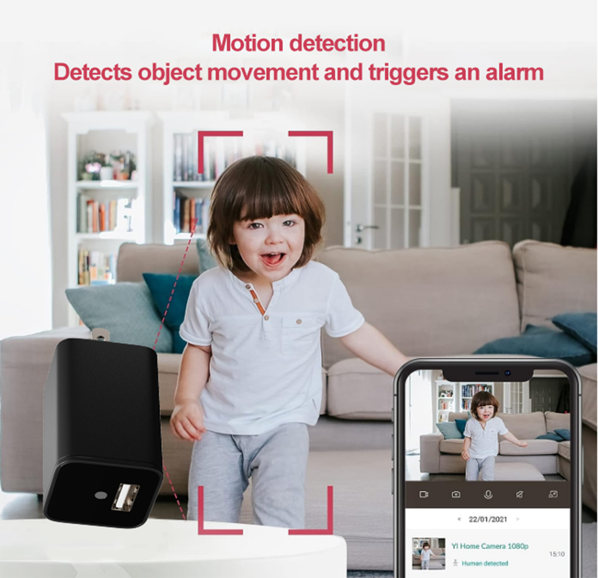 Wall Socket Camera Mini 1080P HD - WiFi Pet & Child Monitor, Motion ...