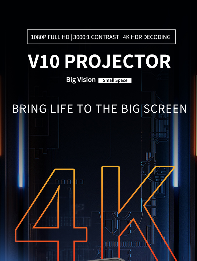 VisionPulse V10 Smart Projector with WiFi & Bluetooth | Android 9 Portable Movie Projector ...