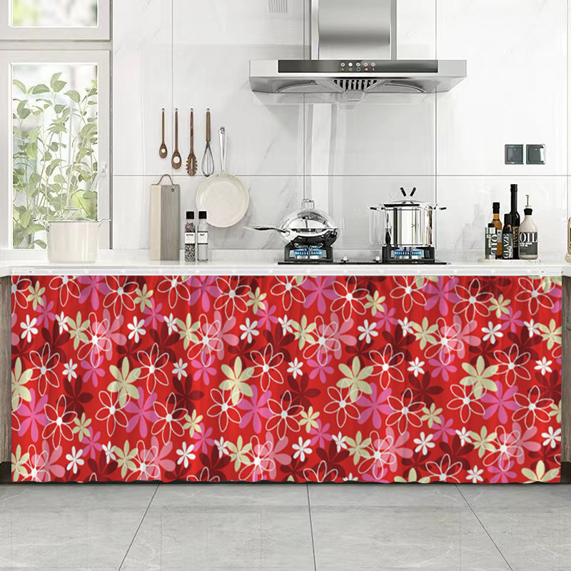 4PCS Kitchen Curtain Pang Lababo Waterproof Kitchen Short Curtain Under ...