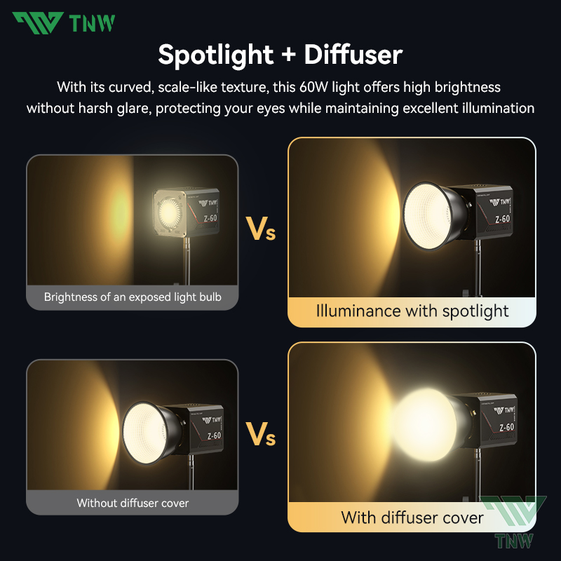 TNW Z60 LED Video Light 60W Handle Photography Light 2800K-6500K ...