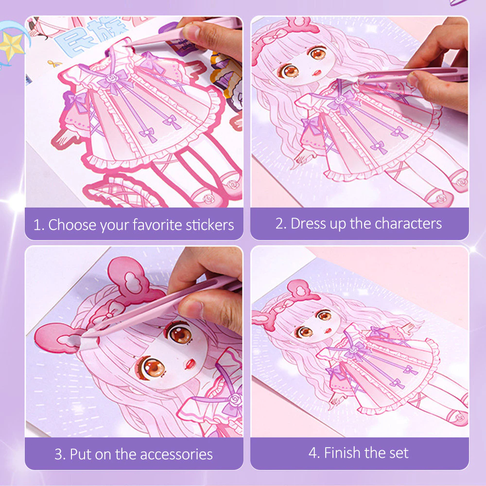 Lillove Sticker Book Stickers Paper Doll Dress Up Whole Body Dress Up ...