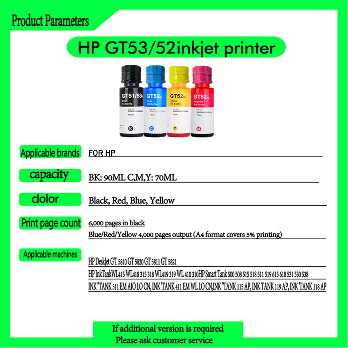 for HP GT53xL Ink GT52 Ink Blackink box HP Smart Tank 580 520 415 ...