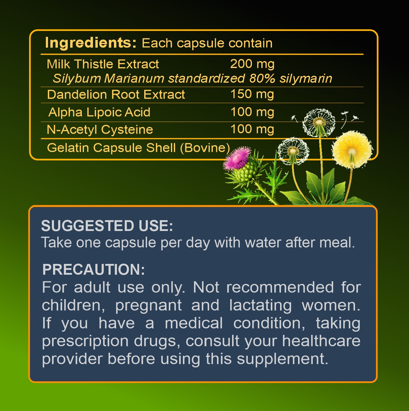Liver Care Milk Thistle Silymarin FDA Approved Dandelion + Alpha Lipoic ...