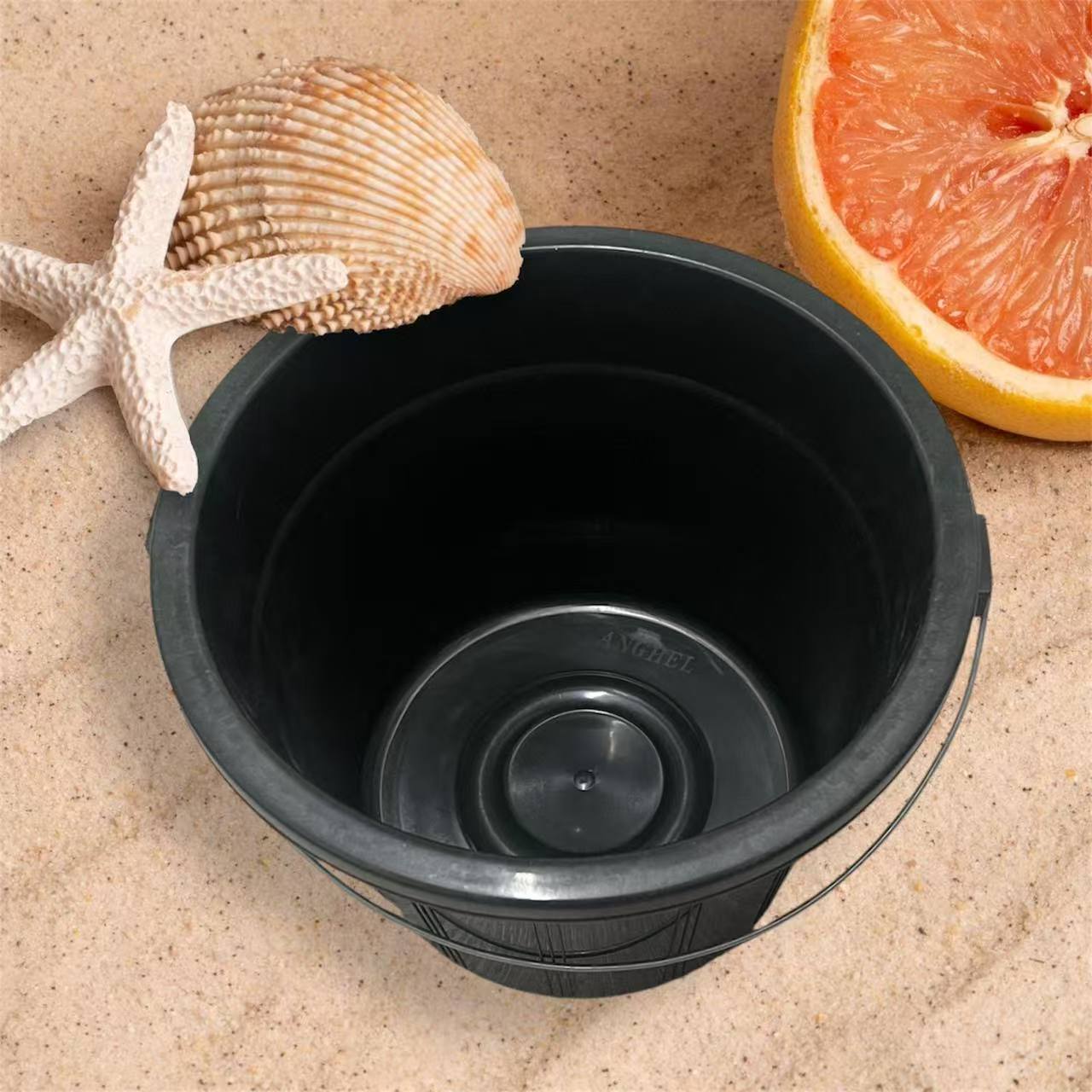 PAIL TIMBA 2.5 gallon black/color plastic bucket with steel handle ...