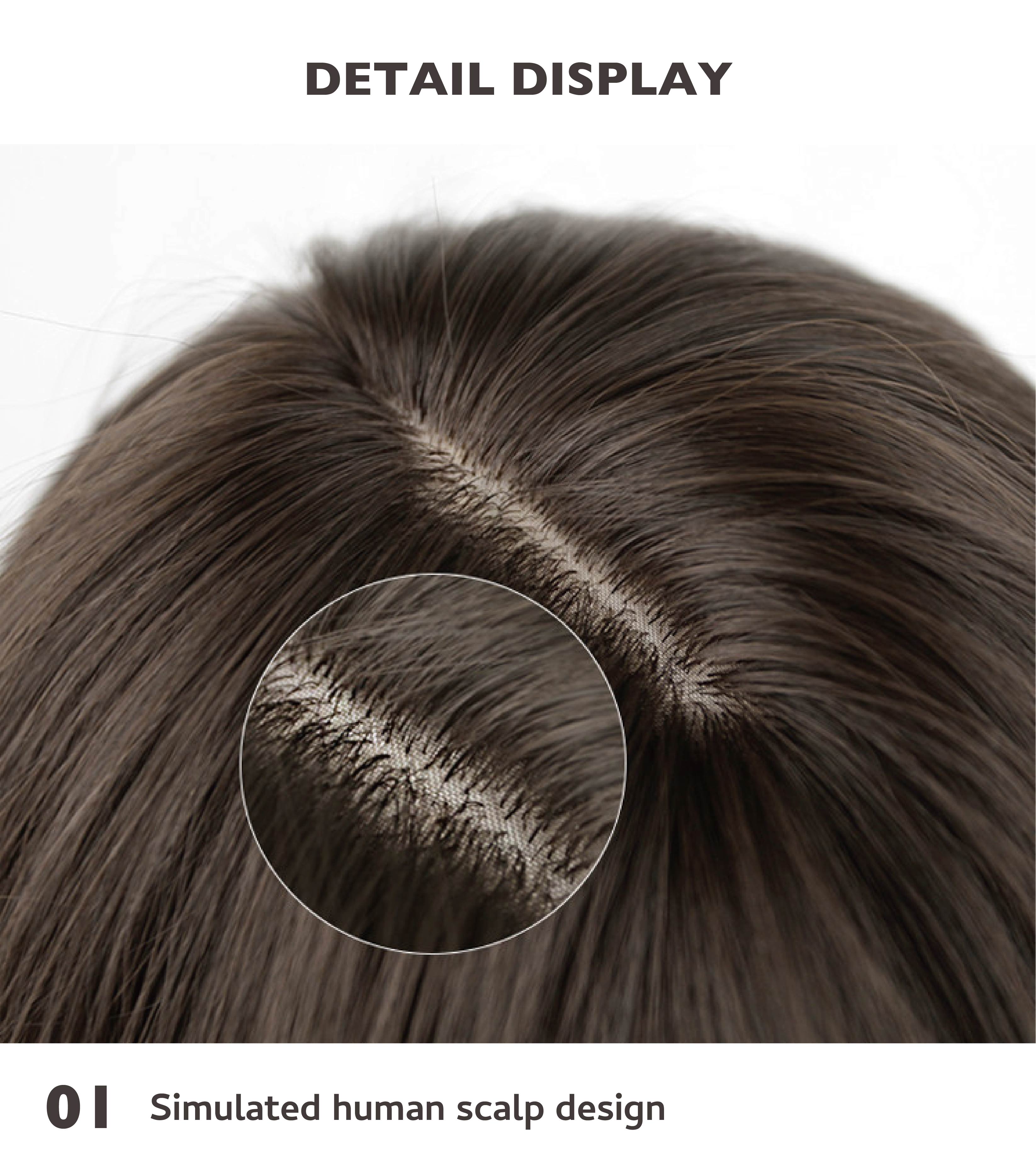 Wigs Women Natural Clavicle Middle Straight Hair With Air Bangs Female ...