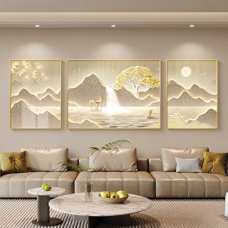 Triptych Mural Painting Abstract Modern Wall Art Living Room Bedroom ...