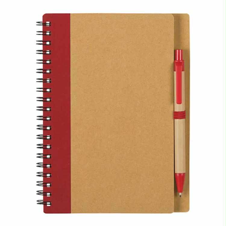 Custom Logo Spiral Notepad with Pen Eco Kraft Paper for Giveaways A5 A6 ...