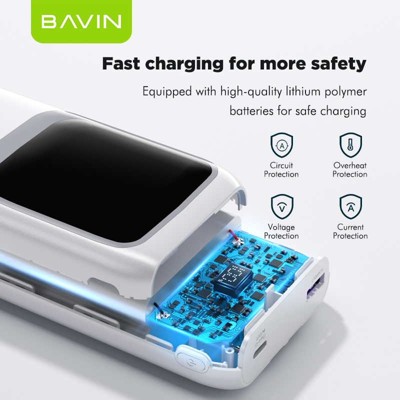 BAVIN PC1029 10000mAh / PC1030 20000mAh 22.5W Fast Charging Powerbank w/ Built-in Cable, LED ...