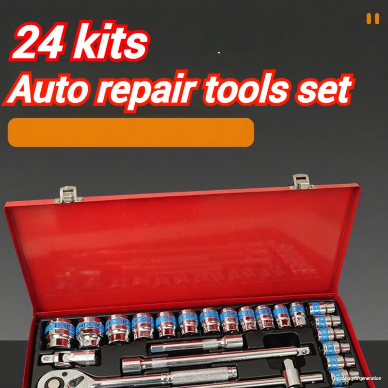 Impact Socket Wrench Set 24 Piece 1/2 Inch Drive Flyman Torque Ratchet ...