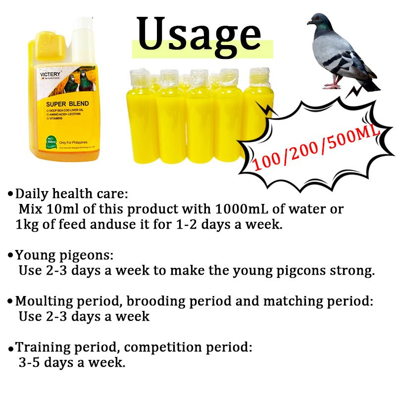 Victery Super Blend Cod Liver Oil for Birds Racing Pigeons 100/200 ...