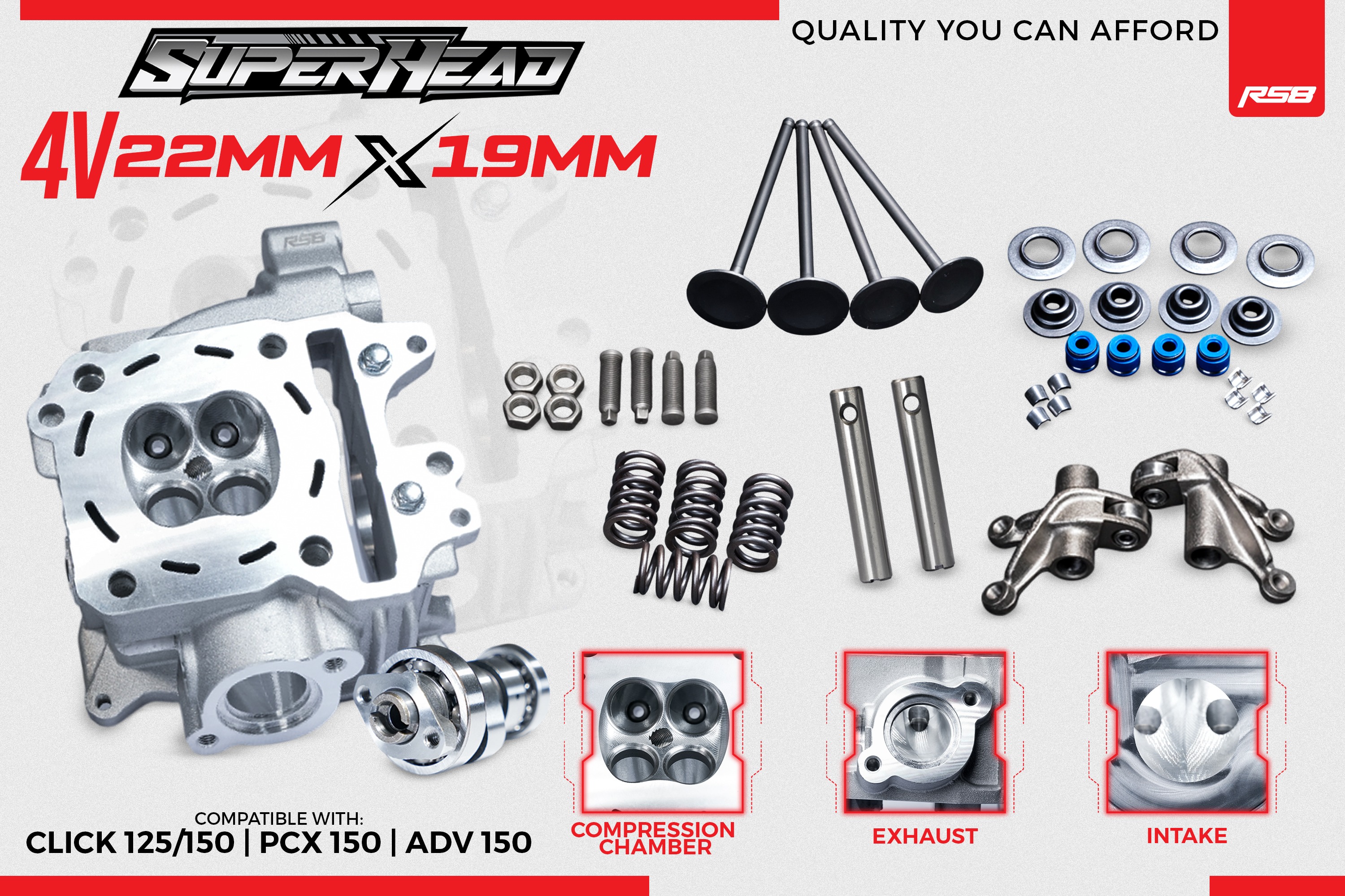 RS8 SUPER TOURING SET 180CC 4V 22/19 (CLICK 125/150 | PCX150/ADV150 ...