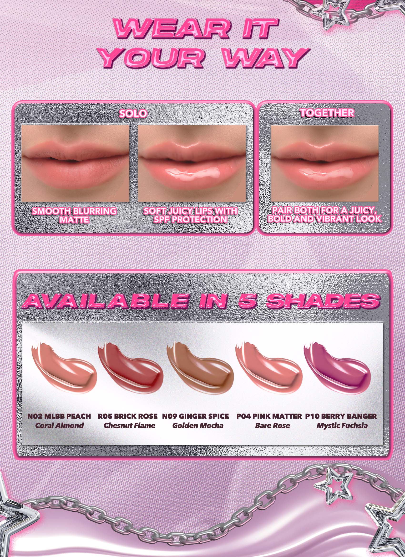 DAZZLE ME Ink-Lock Lip Duo | SPF15 PA+++ Lipstick Lip Serum Waterproof ...
