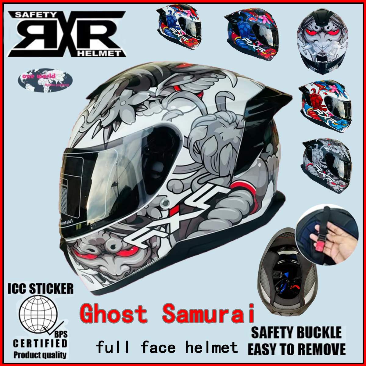 RXR Oni Samurai Helmet Full Face Helmet ghost rider helmet With ICC/BPS ...
