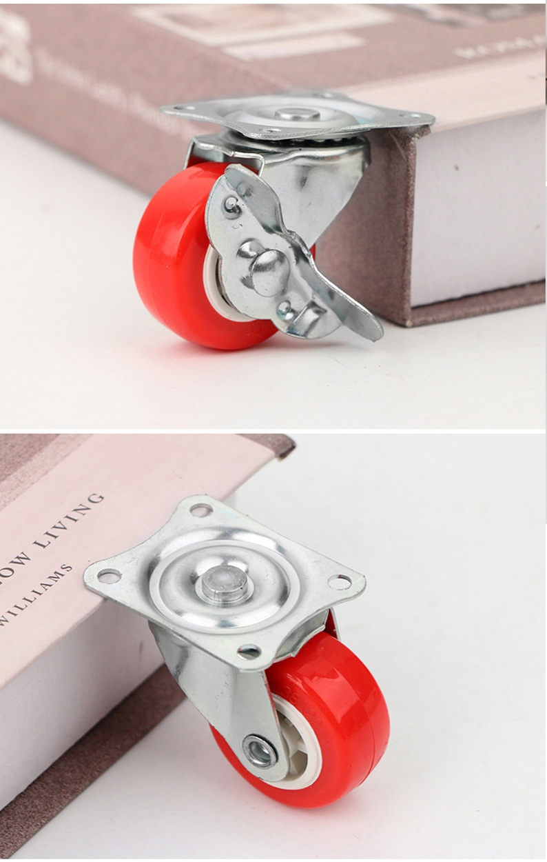 Heavy Duty Red Caster Wheel Swivel, With Brake And Fixed Trolley Wheels ...