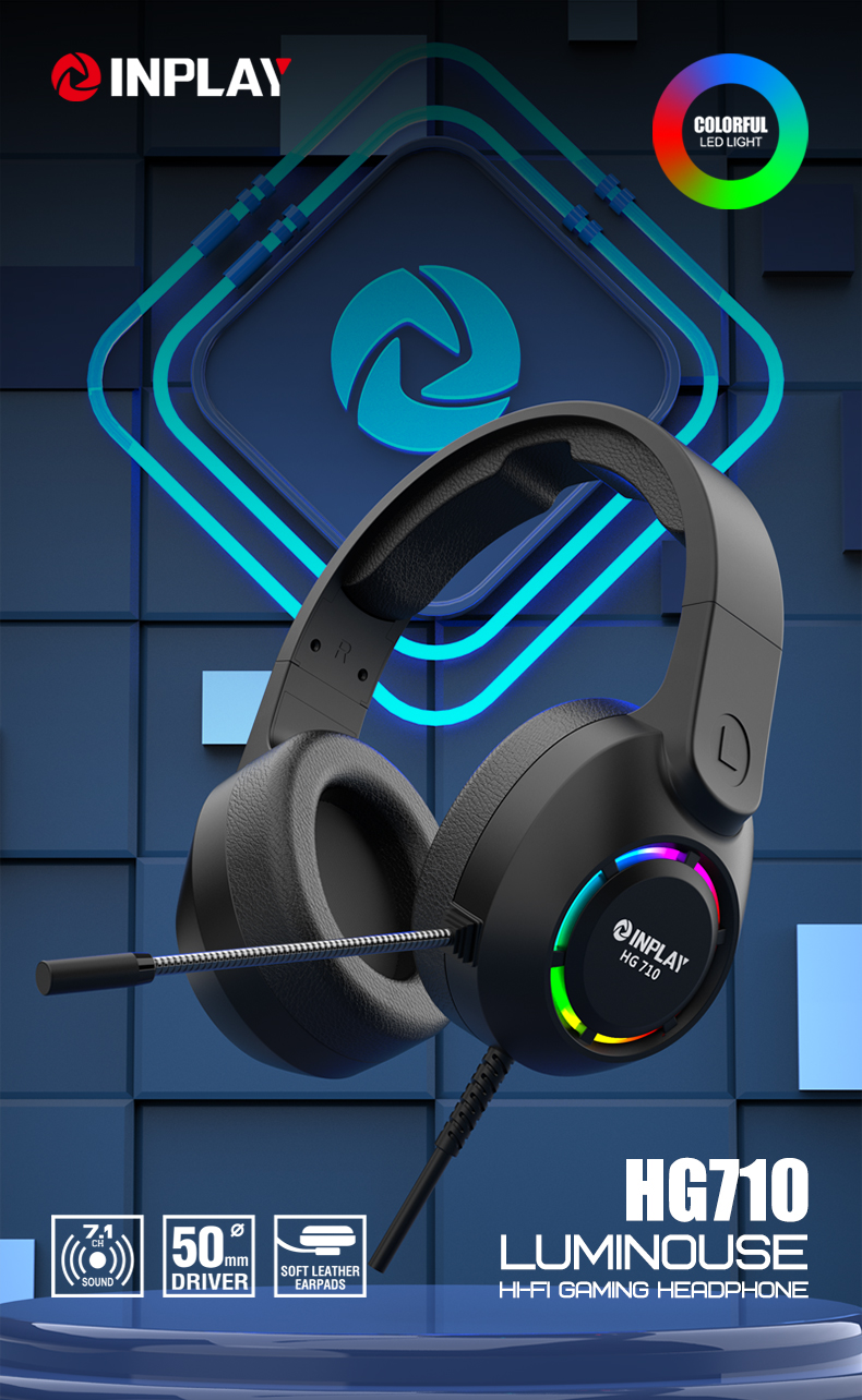 Inplay HG710 Wired Gaming Headset Hi-Fi Stereo Sound Build-in Mic ...