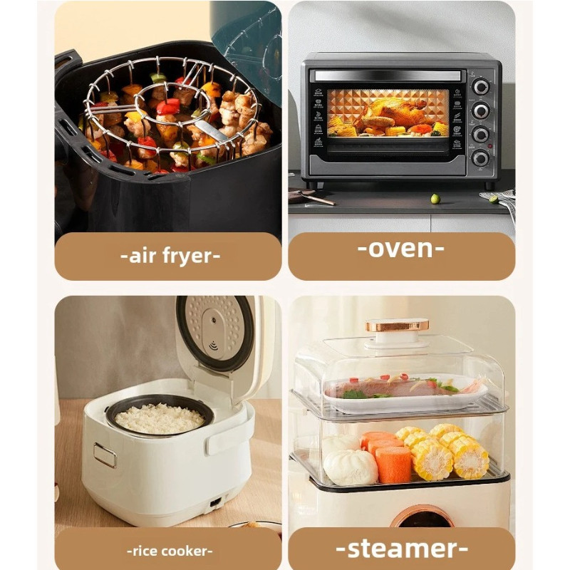 Air Fryer Grill Rack 12/24 Skewers Stainless Steel Oven-Safe Food Grade ...