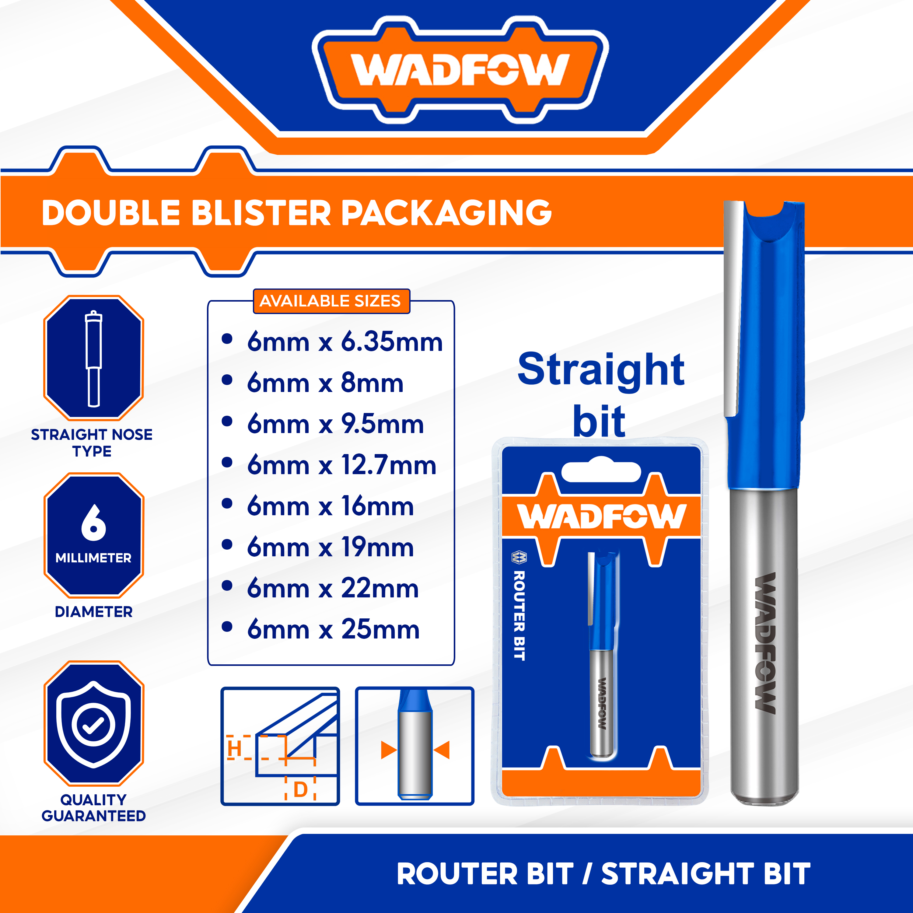 Wadfow 6.35mm-25mm Router Bit / Straight Bit Wood Milling Cutter SOLD ...