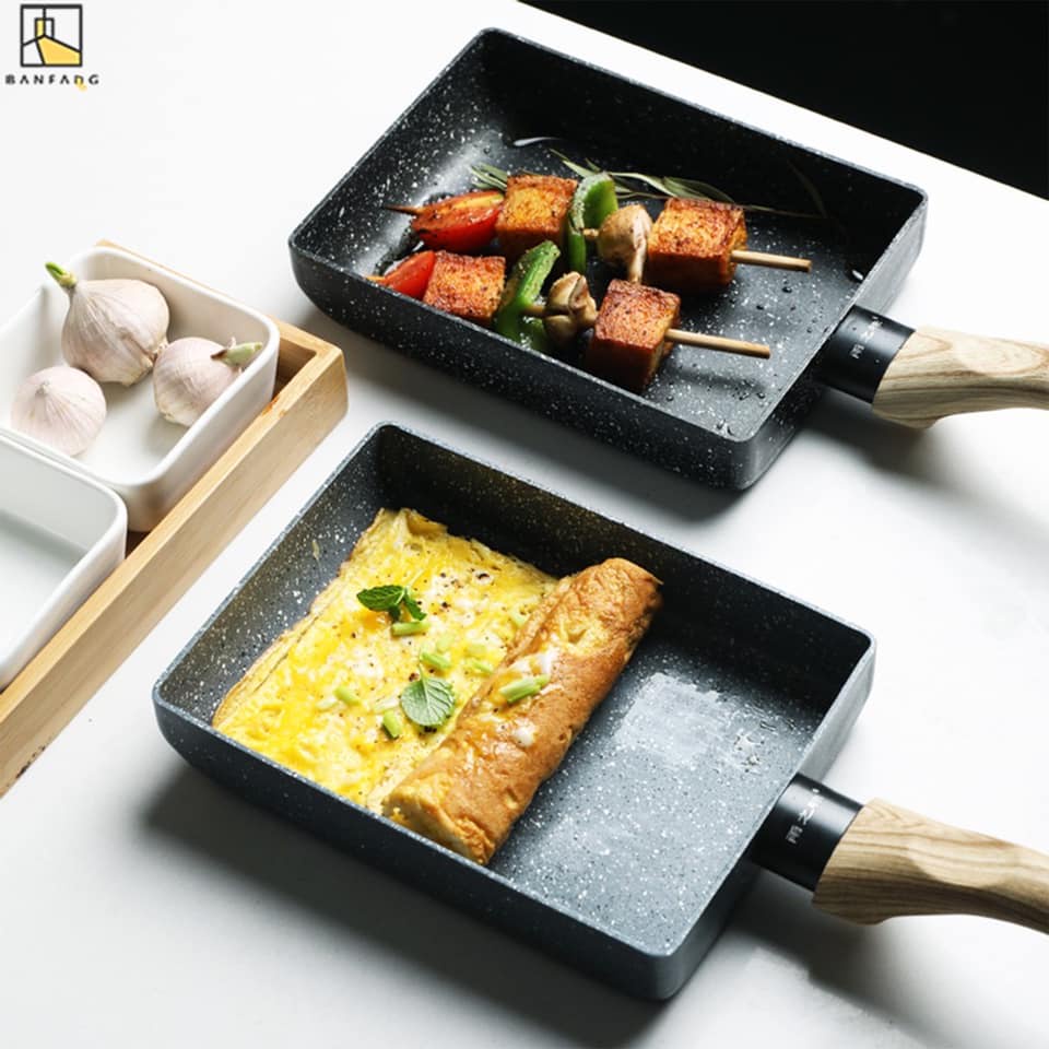 Non-Stick Tamagoyaki Japanese Omelette Pan Rectangle Frying Pan with ...