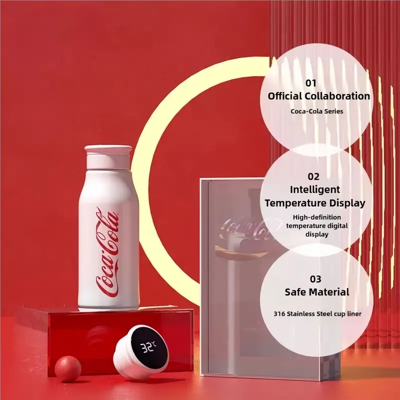 GERM x Coca-Cola CCRH Thermos Bottle Temperature Display Leak - proof ...