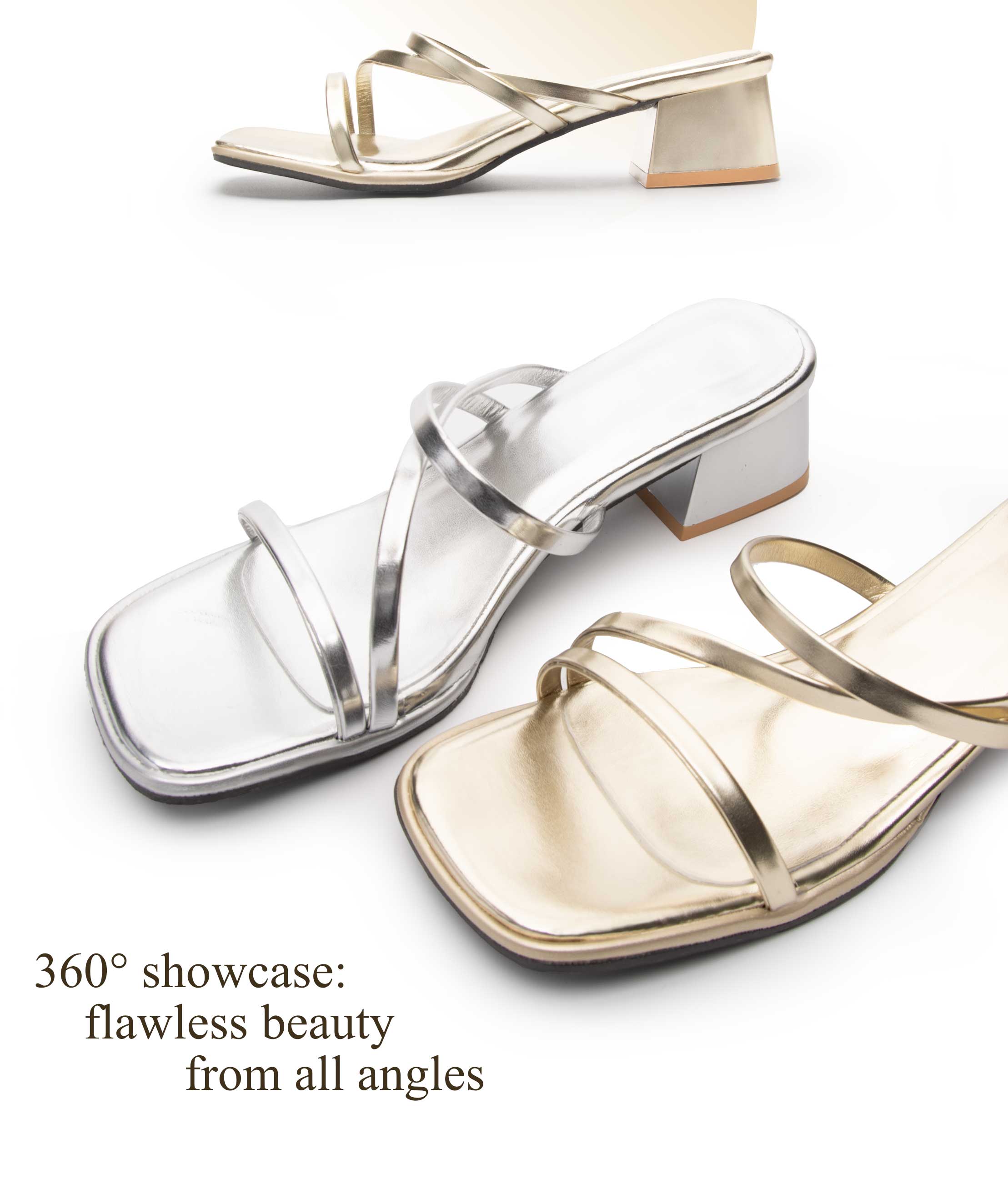 VONICA Golden Sandals for Women Cross Strap Korean High Heels | Shopee ...