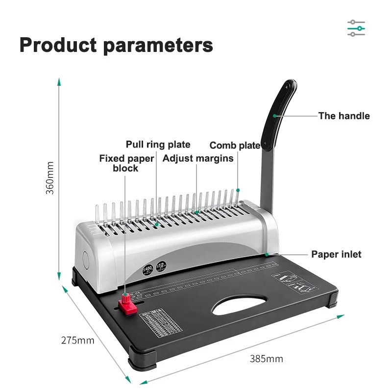 Binding Machine Ring / Comb Binding Machine A3/A4 Size Office 21 Holes ...
