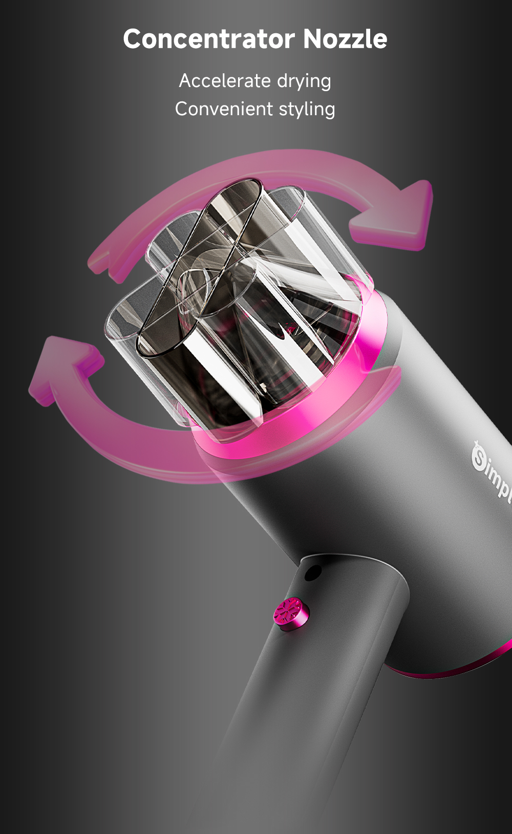 Simplus Hair Dryer Blower With Concentrator Nozzle 3 Temperature Levels ...