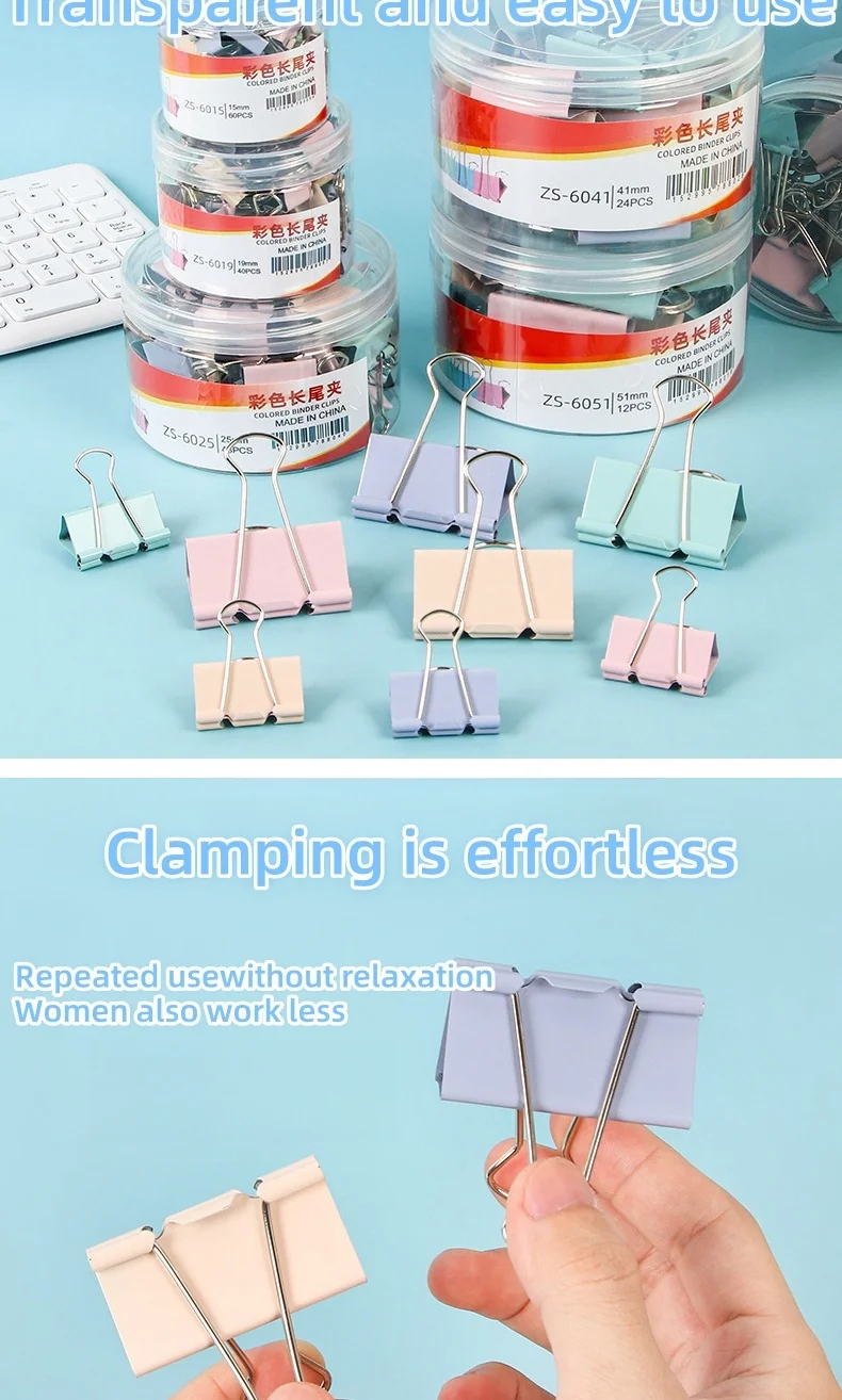 48pcs Color Paper Clip box dovetail clip Binder paper clip office ...