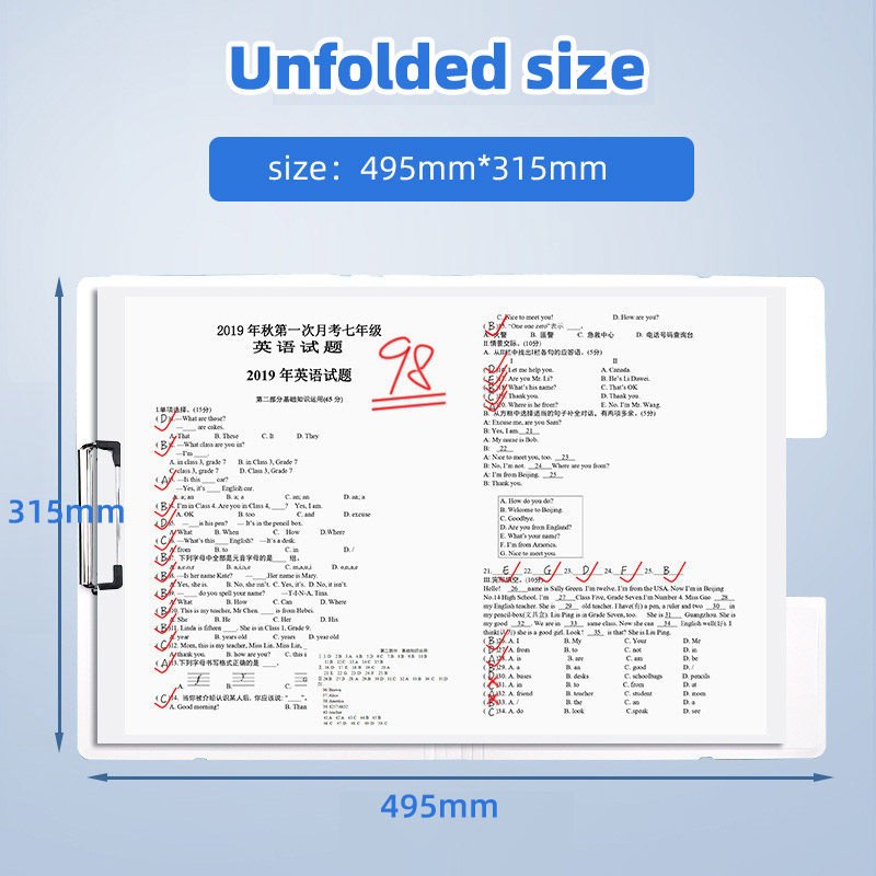 A3 Exam Paper File Folder with Strap | Clipboard Writing Pad | Document ...