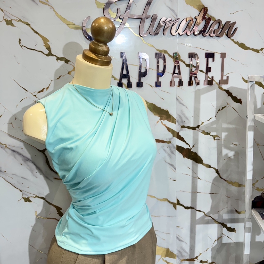 HIMATION APPAREL Asymmetrical Draped Sleeveless tank Top stretchable ...